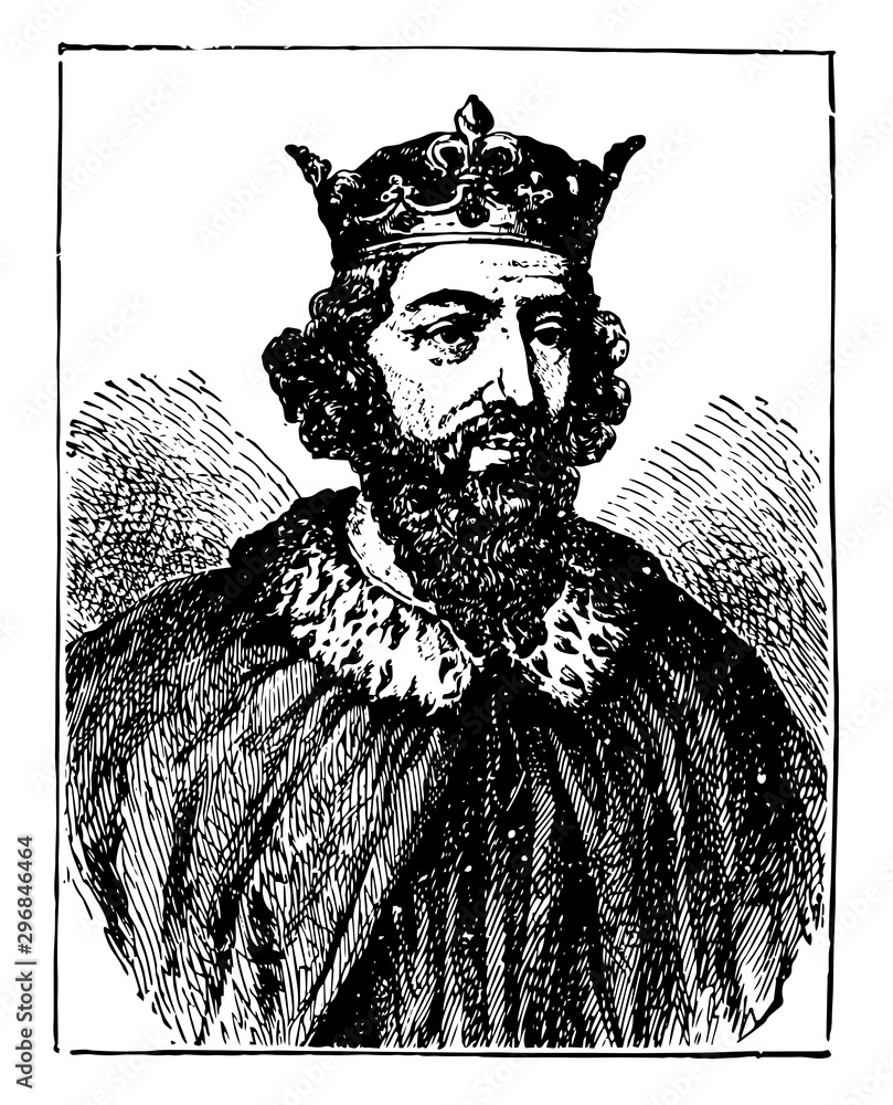 Alfred the Great vintage illustration Stock Vector | Adobe Stock