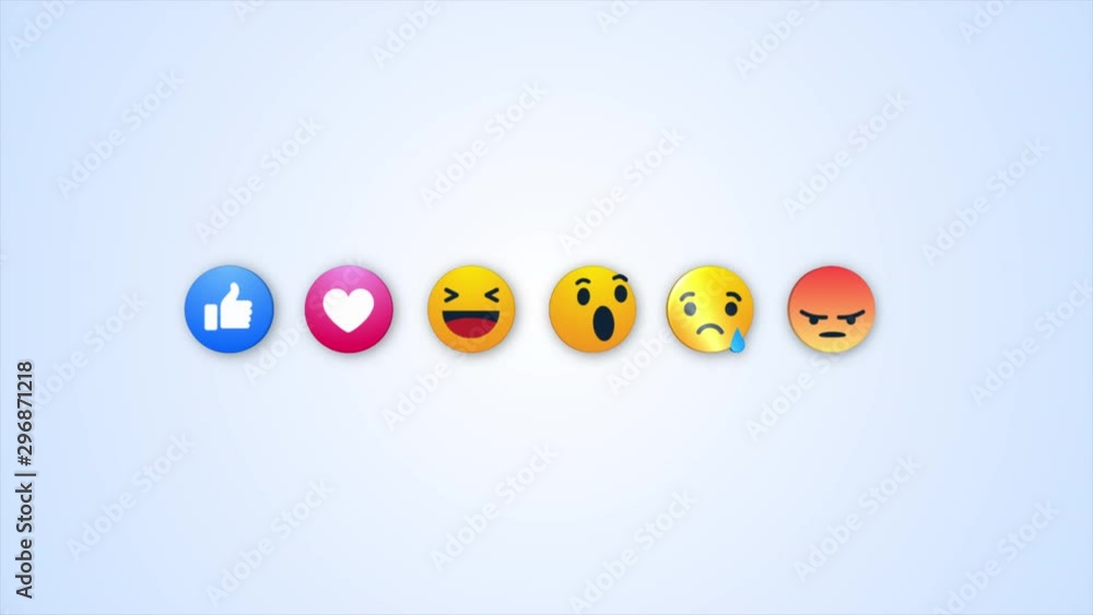 Vidéo Stock 3D Like,love,haha,wow,sad and angry emoji button Animation ...