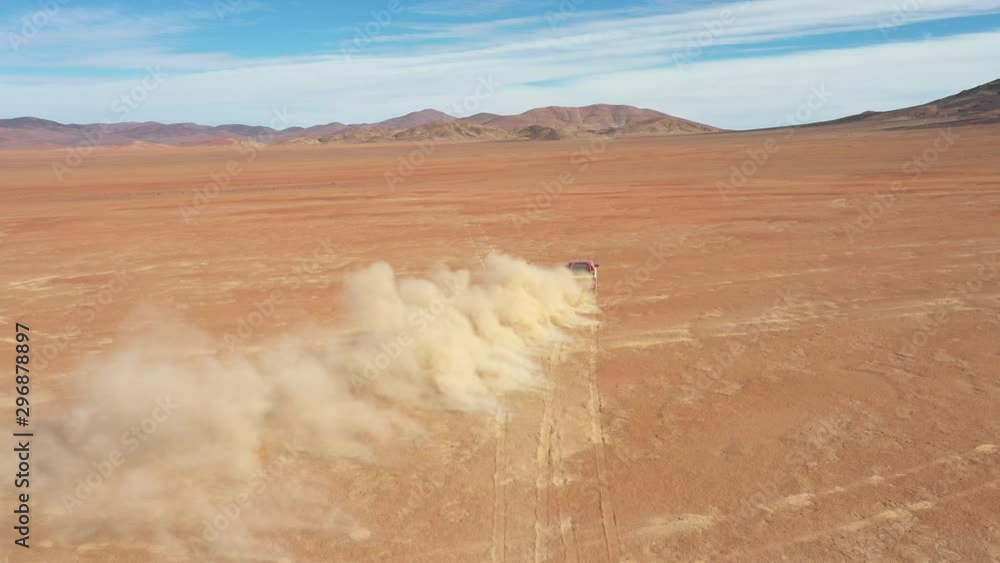 All terrain off road car track from drone. Aerial raw footage view of ...