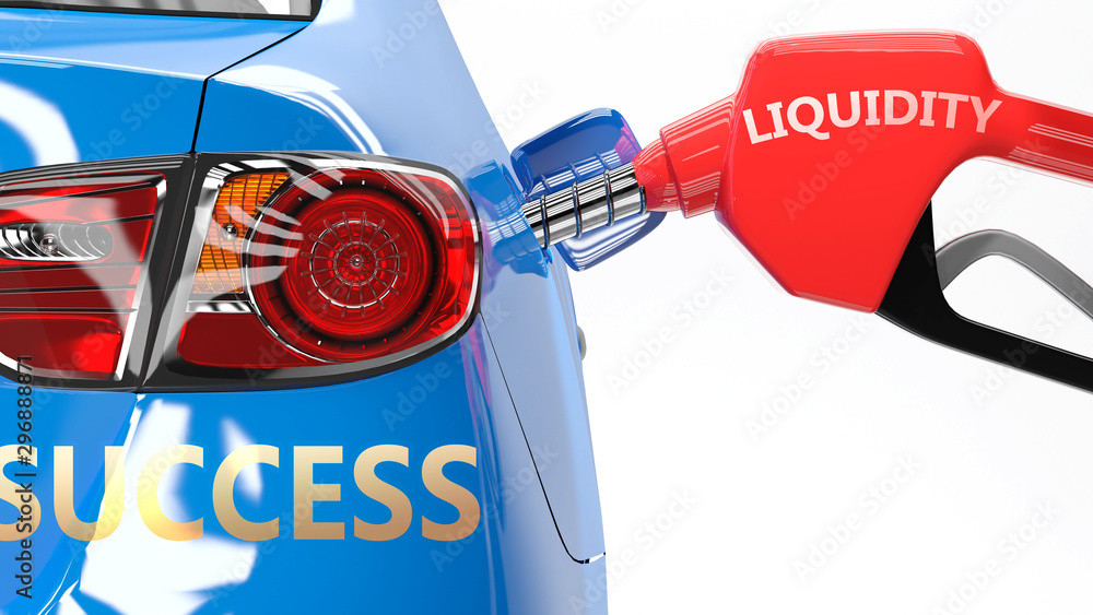 Liquidity, success and happy life - pictured as a fuel pump and a car ...