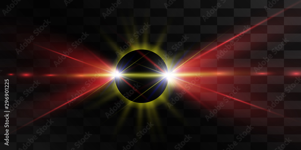 Vector illustration of a solar eclipse on a transparent background. Sun ...
