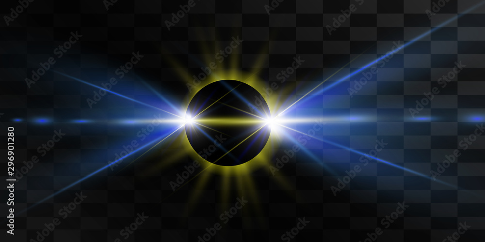 Vector illustration of a solar eclipse on a transparent background. Sun ...