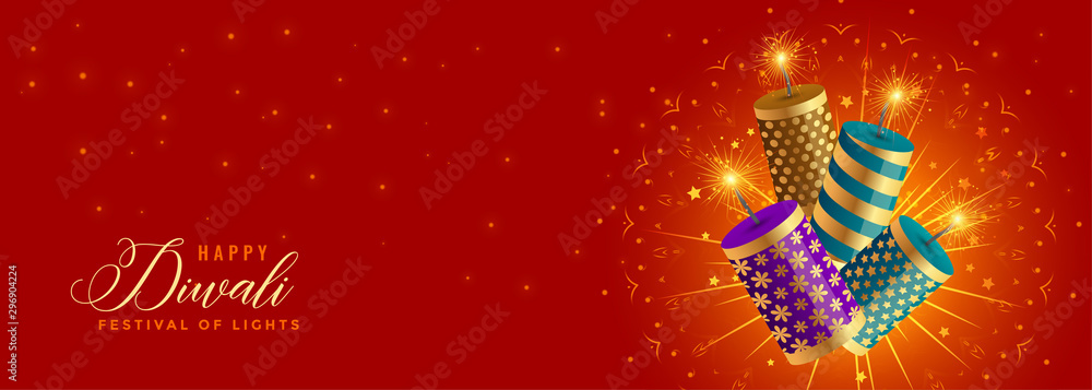 beautiful happy diwali crackers celebration banner design Stock Vector ...