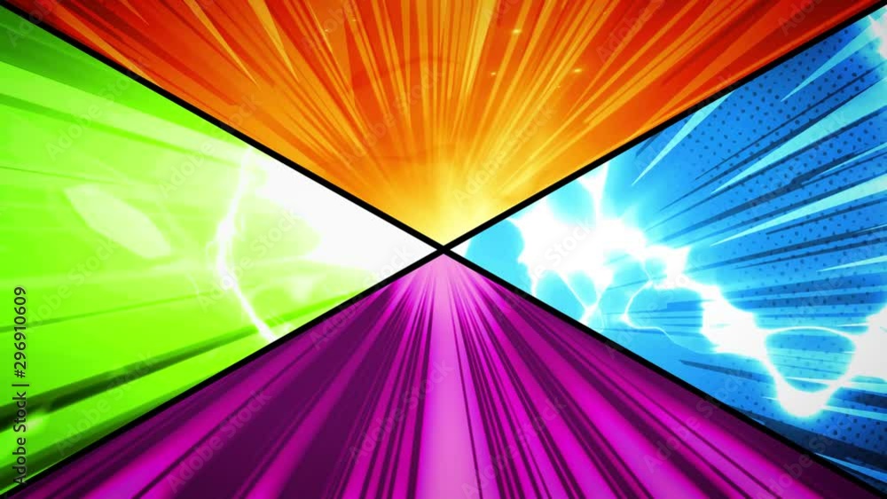 Comic Book Action Layout Background With Power Fx/ 4k animation of a ...