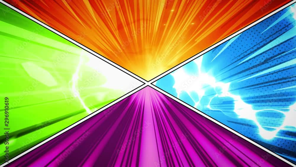 Comic Book Action Layout Background With Power Fx/ 4k animation of a ...