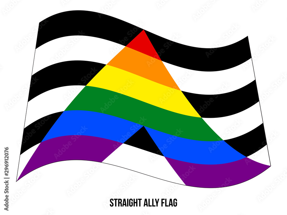 Straight Ally Flag Waving Vector Illustration Designed with Correct ...