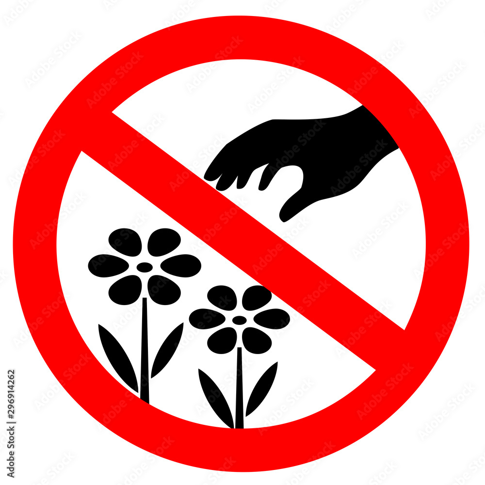Do not pluck flowers vector sign Stock Vector | Adobe Stock