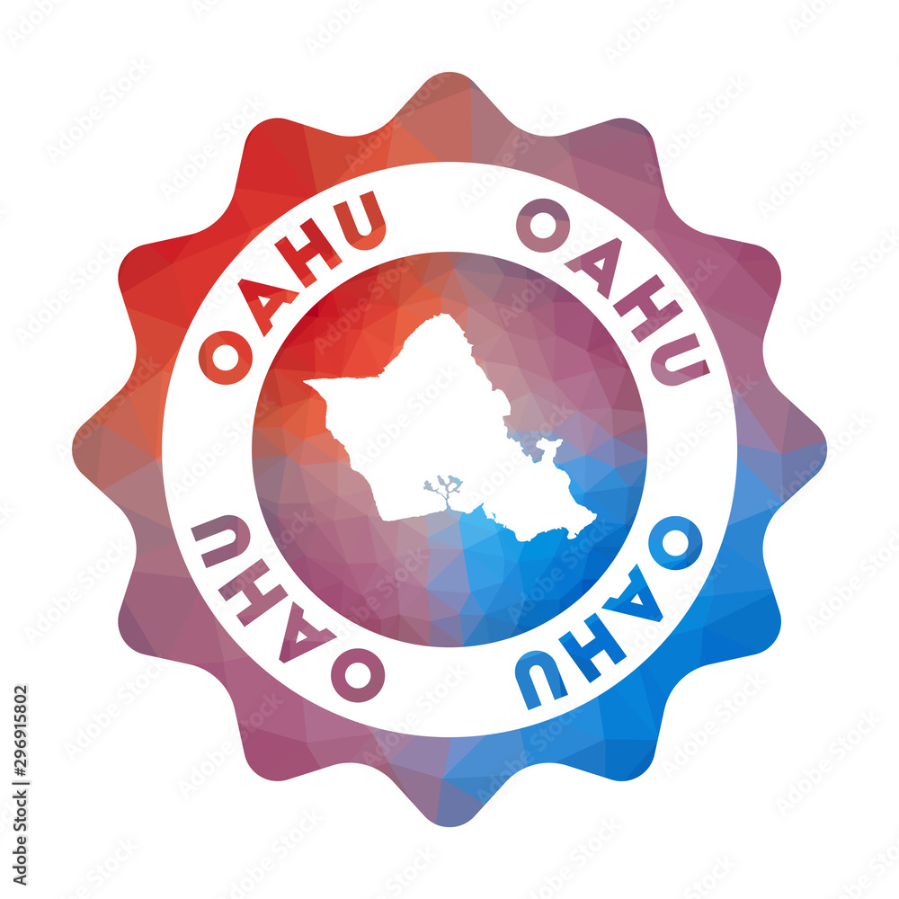 Oahu low poly logo. Colorful gradient travel logo of the island in ...