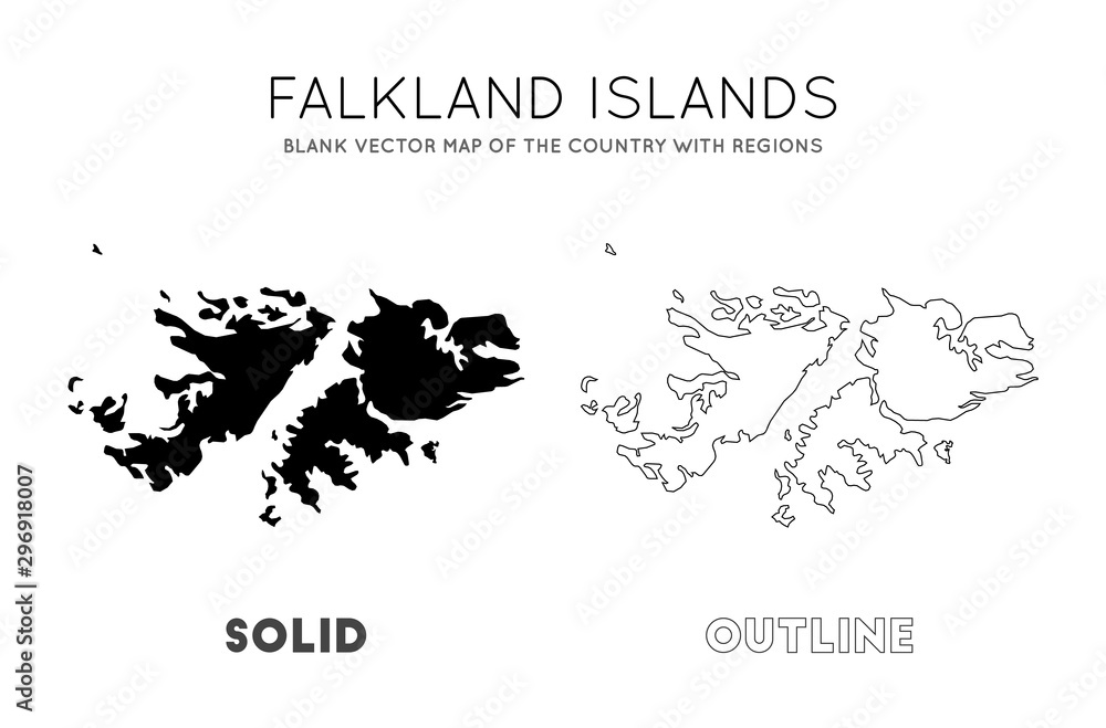 Falklands map. Blank vector map of the Country with regions. Borders of ...