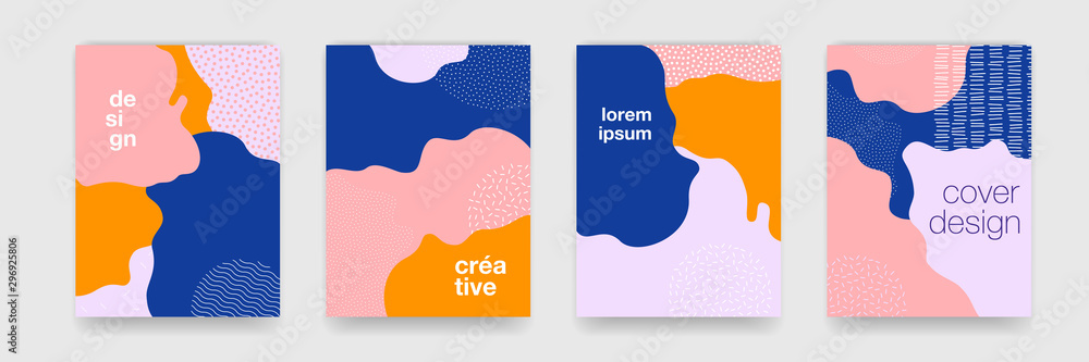 Fun doodle pattern background with abstract shapes and colors. Modern ...