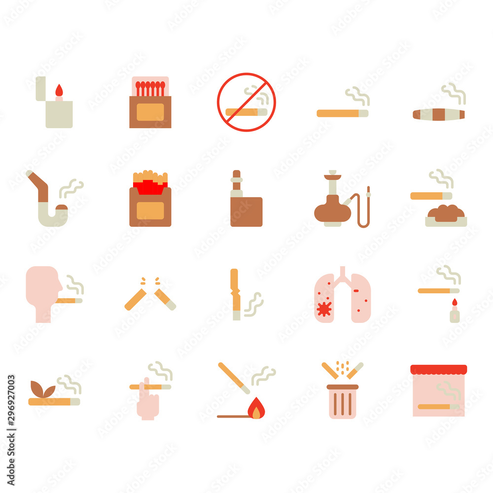 Smoking and tobacco icon set Stock Vector | Adobe Stock