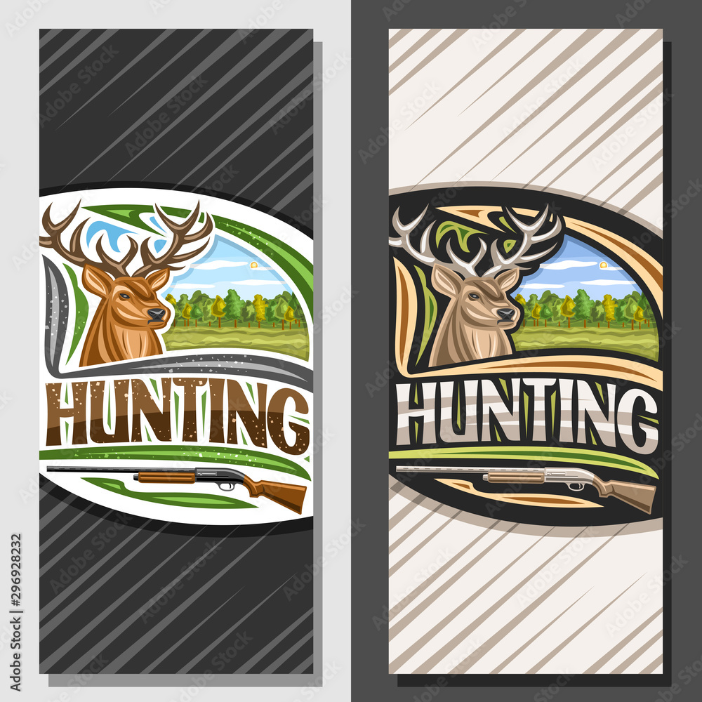 Vector layouts for Hunting, decorative leaflet with illustration of ...