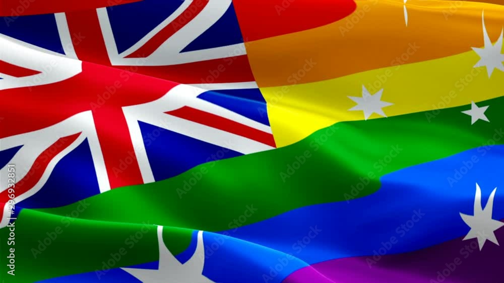 Sydney LGBT Rainbow waving Australia flag pink cupid. Pride 3d ...