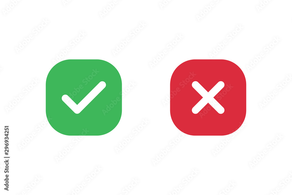 Checkmark X symbols on white isolated background. Stock Vector | Adobe ...