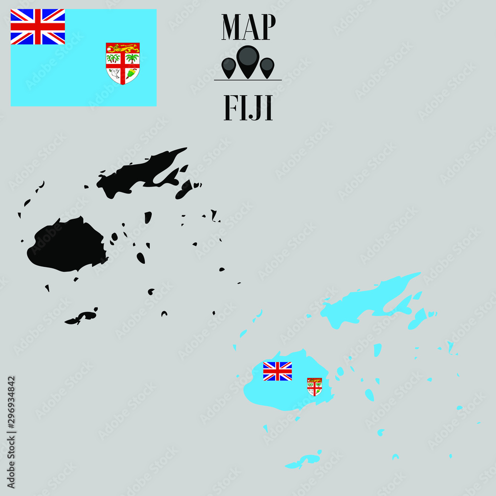 Fiji outline world map, contour silhouette with national flag inside ...