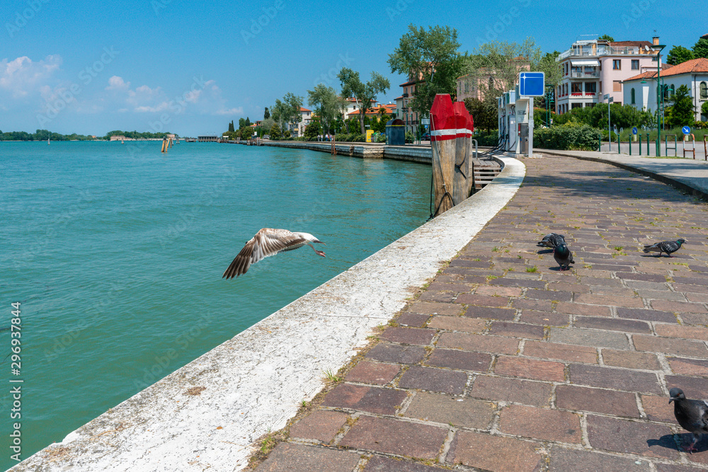 Venice. Island Lido. Panoramic view of beautiful embankment of Lido ...