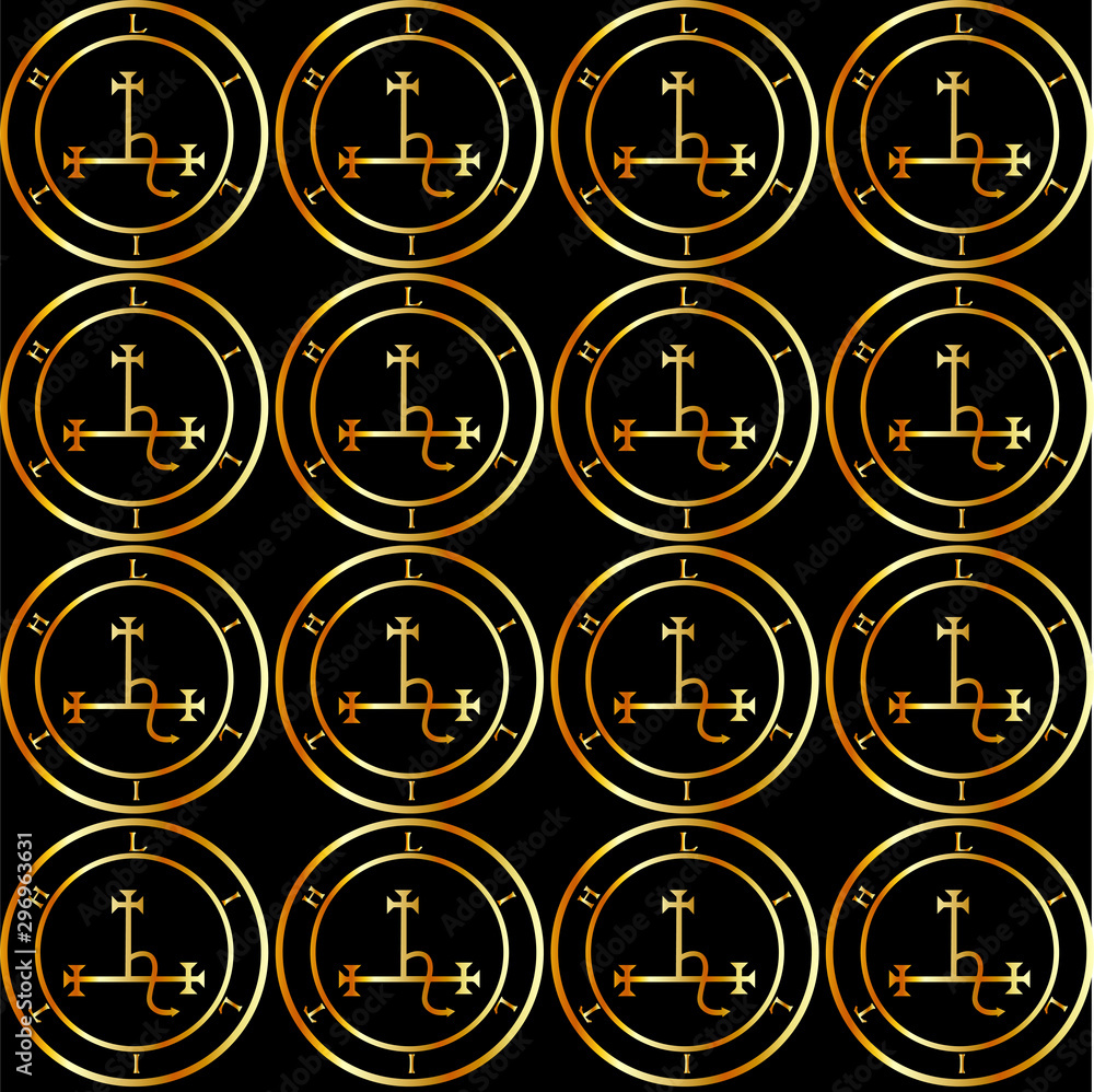 Sigil of Lilith gold background- Female demon Lilith symbol Stock ...