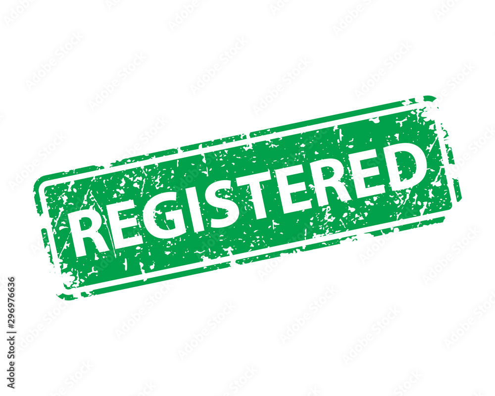 Registered stamp vector texture. Rubber cliche imprint. Web or print ...