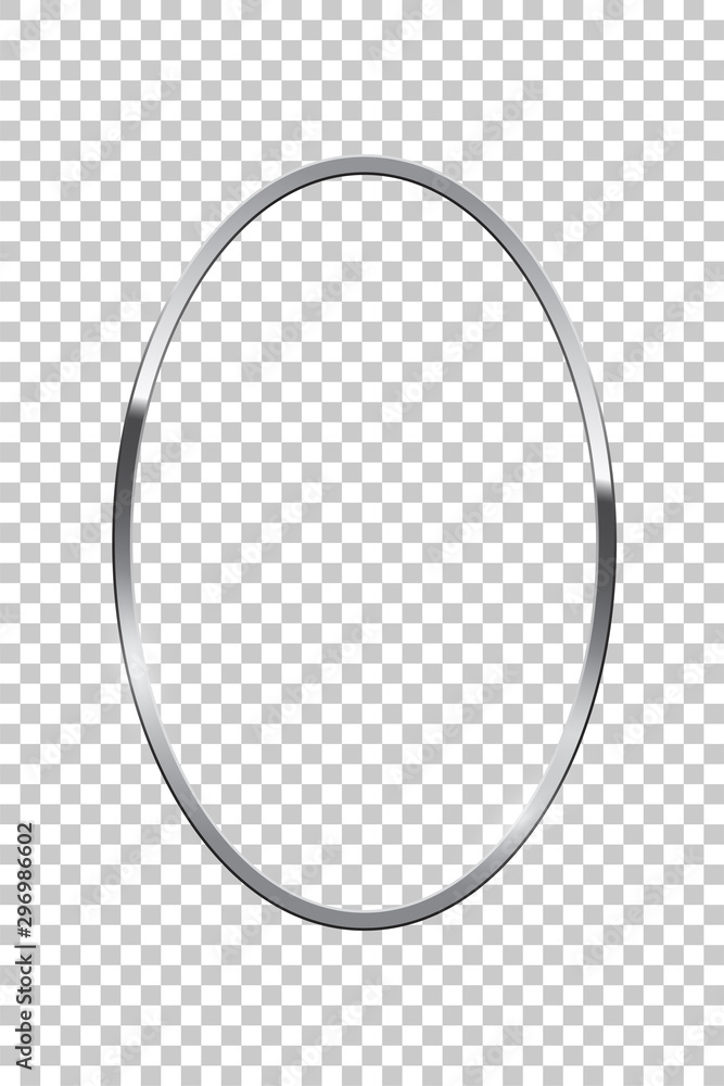 Silver oval isolated on transparent background. Vector chrome frame ...