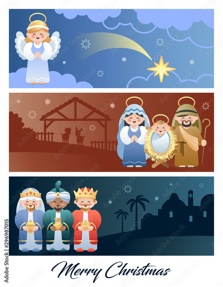 Cute Cartoon Nativity Scene