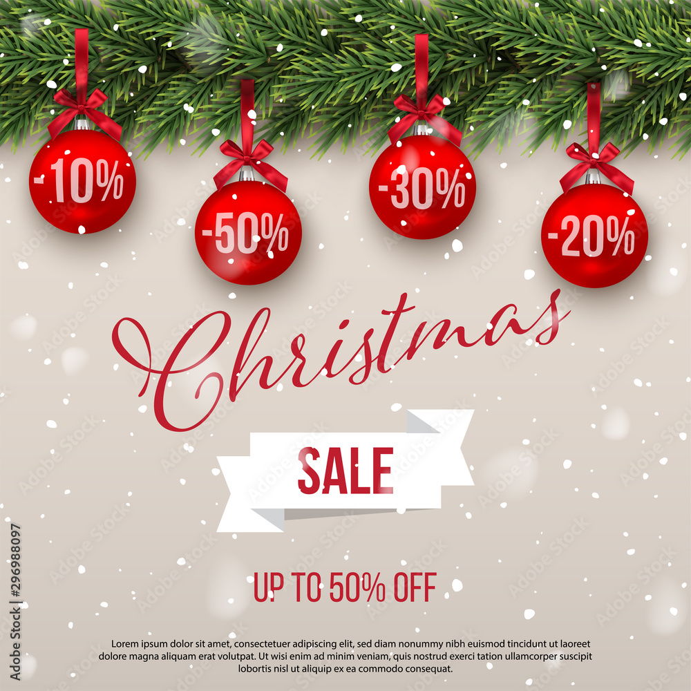 Vetor de Christmas sale vector banner template do Stock | Adobe Stock
