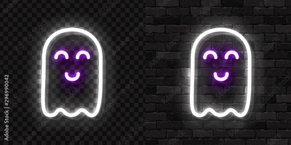 Vecteur Stock Vector realistic isolated neon sign of Ghost logo for ...