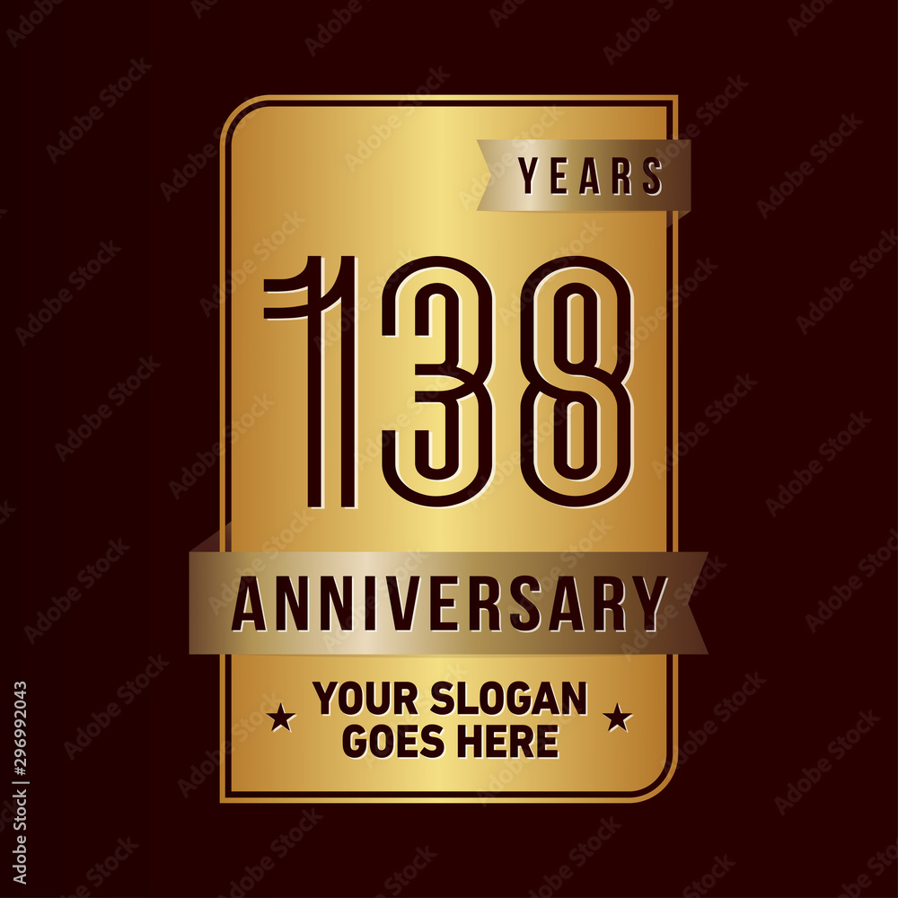 138 years anniversary design template. One hundred and thirty-eight ...