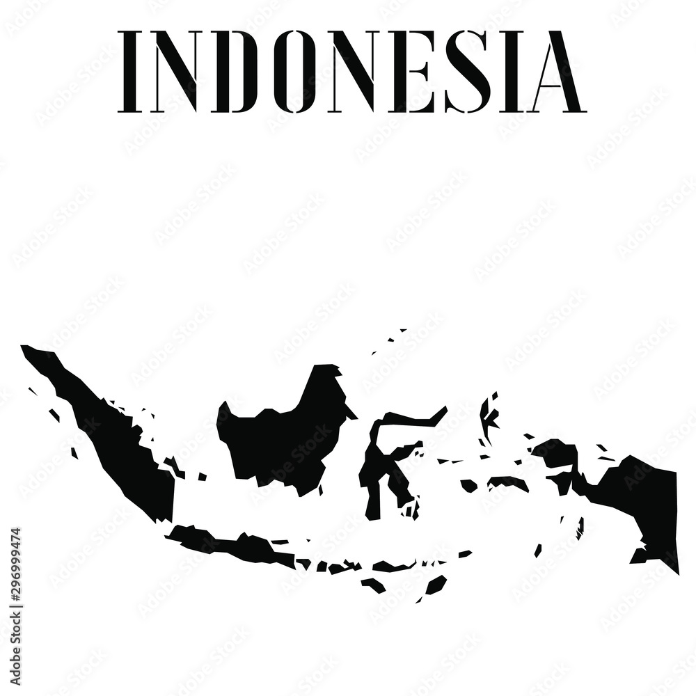 Indonesia solid country outline silhouette, Black and white vector ...
