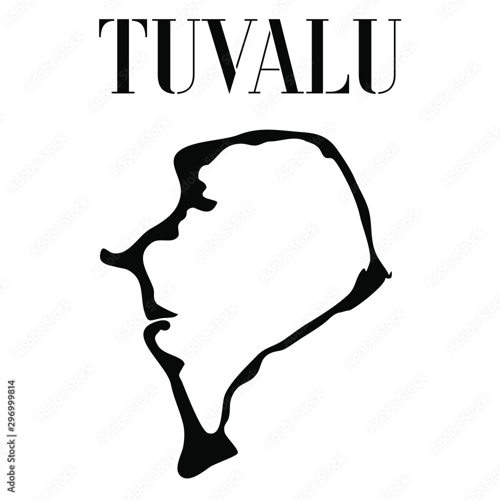 Tuvalu solid country outline silhouette, Black and white vector ...