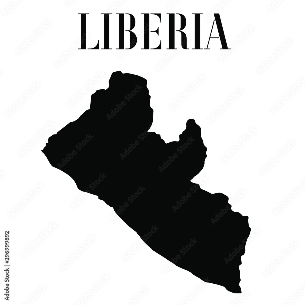 Liberia solid country outline silhouette, Black and white vector ...