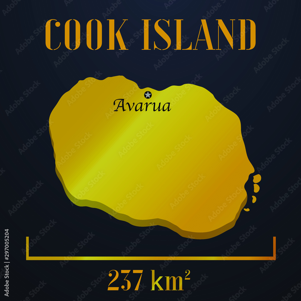Cook Island golden solid country outline silhouette, realistic piece of ...