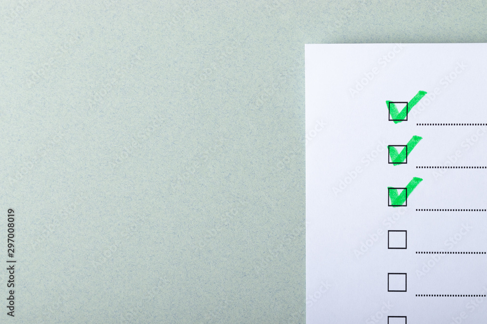 Check list with marked points Stock Photo | Adobe Stock