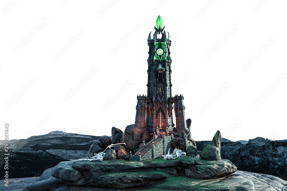 Fantasy Magic Dark Evil Tower, 3D illustration, 3D rendering Stock ...