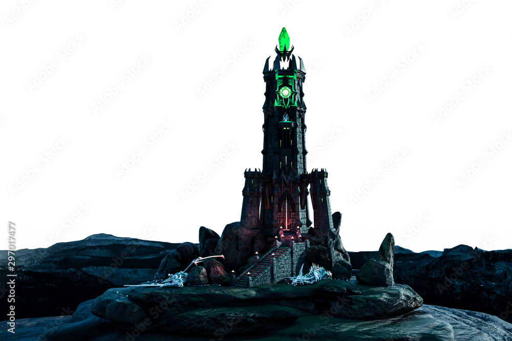 Fantasy Magic Dark Evil Tower, 3D illustration, 3D rendering Stock ...