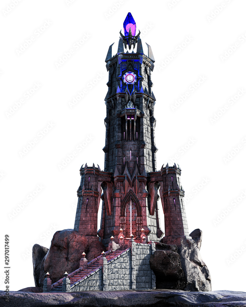 Fantasy Magic Dark Evil Tower, 3D illustration, 3D rendering Stock ...