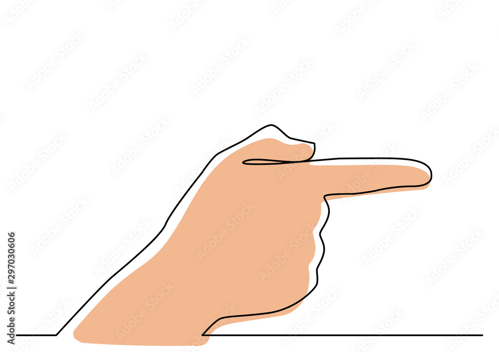 continuous line drawing of hand pointing direction Stock Vector | Adobe ...