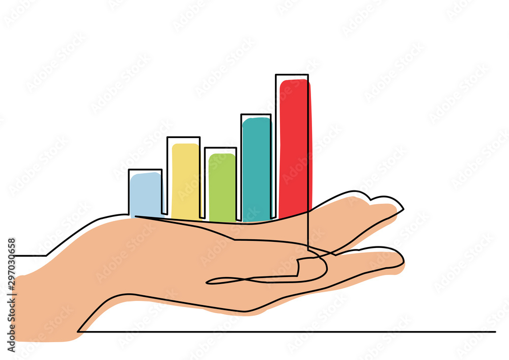 continuous line drawing of hand showing growth chart Stock Vector ...