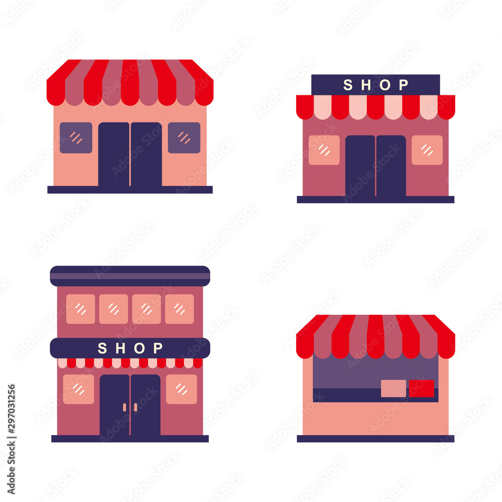 Store vector illustration with simple flat design isolated on white ...