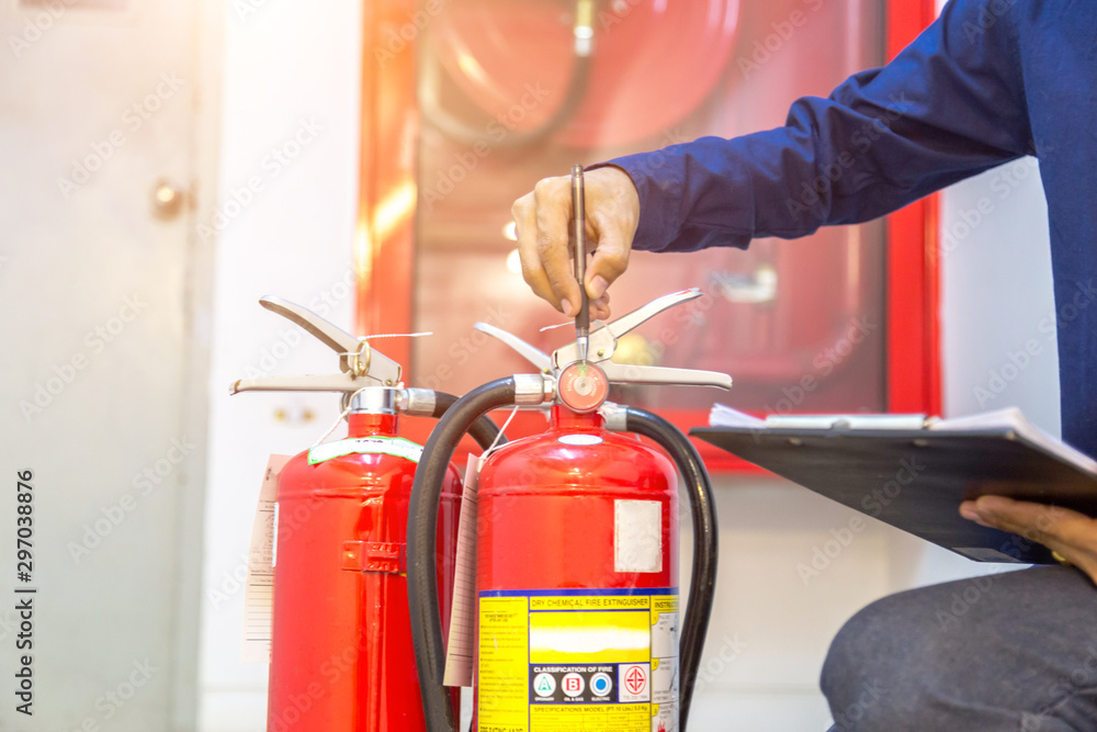Engineer checking Industrial fire control system,Fire Alarm controller ...