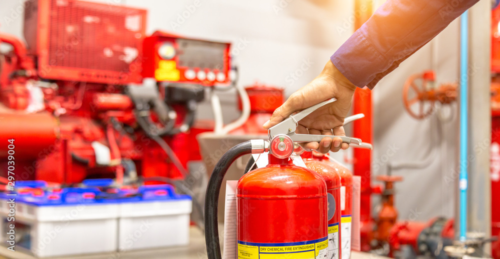 Engineer checking Industrial fire control system,Fire Alarm controller ...