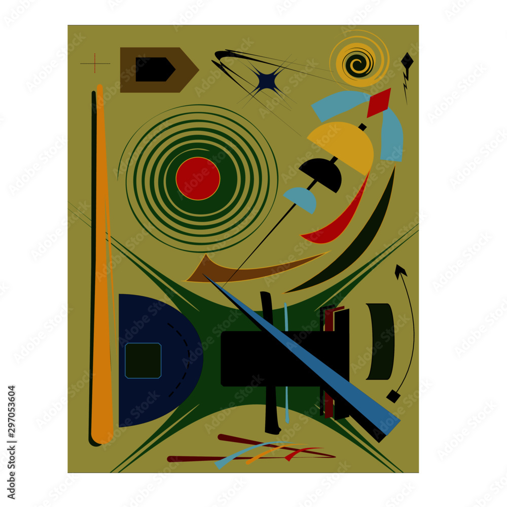 Abstract light green background ,fancy geometric and curved shapes ...