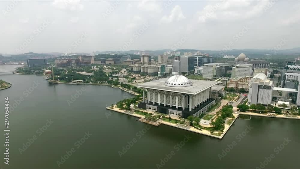 Aerial footage of Tuanku Sultan Mizan Zainal Abidin Mosque, Putrajaya ...