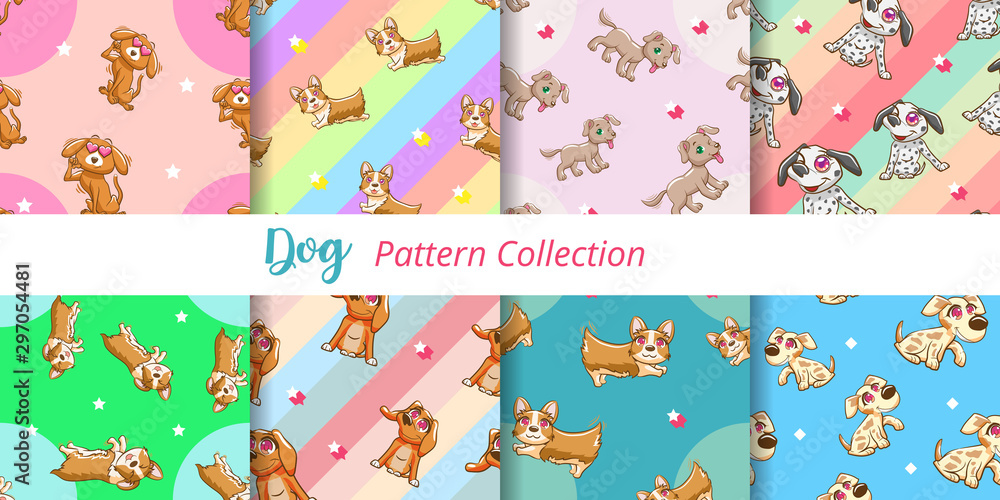 Dog pattern vector set graphic design Stock Vector | Adobe Stock