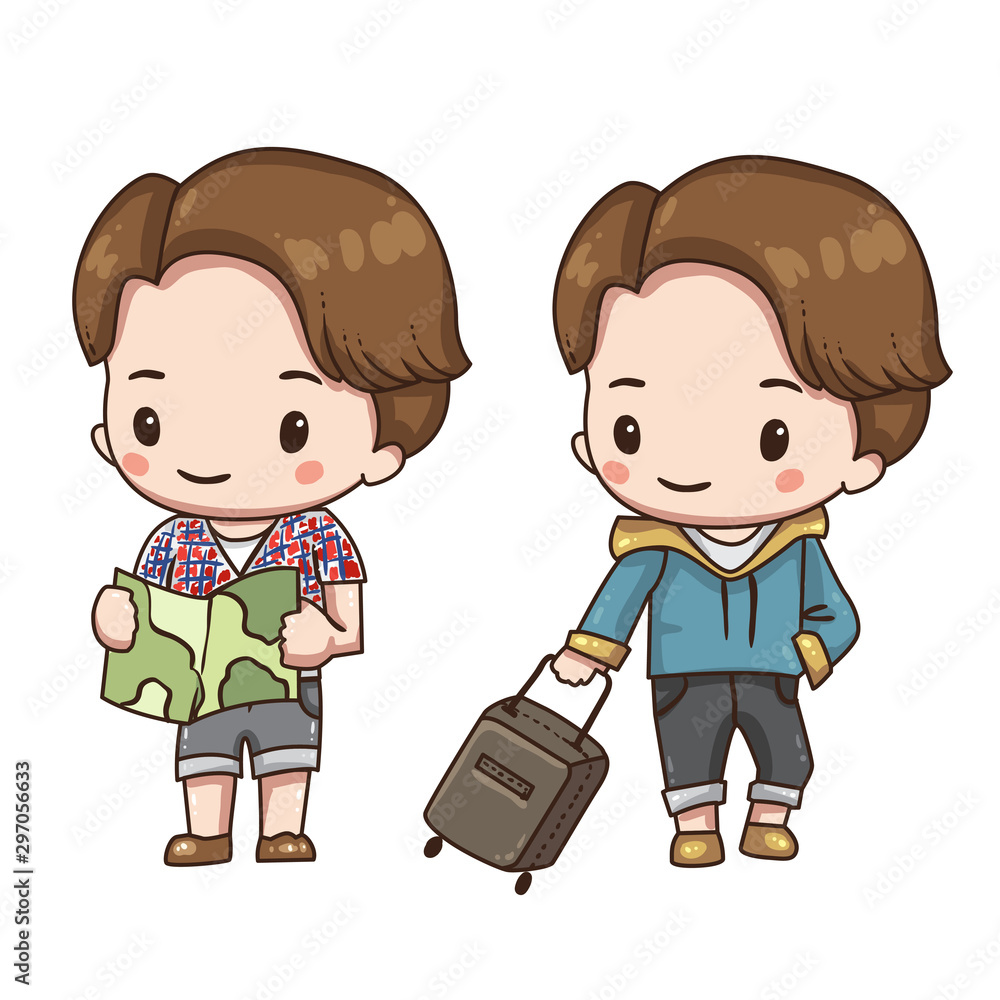 Vector illustration of cute chibi character isolated on white ...