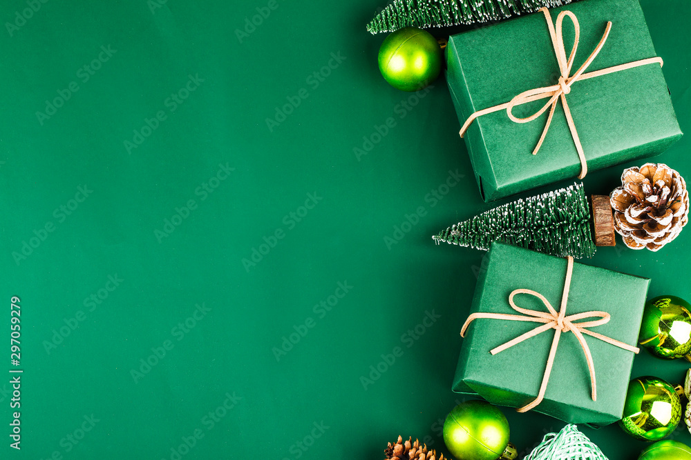 Christmas background with gift boxes, Preparation for holidays. Top ...