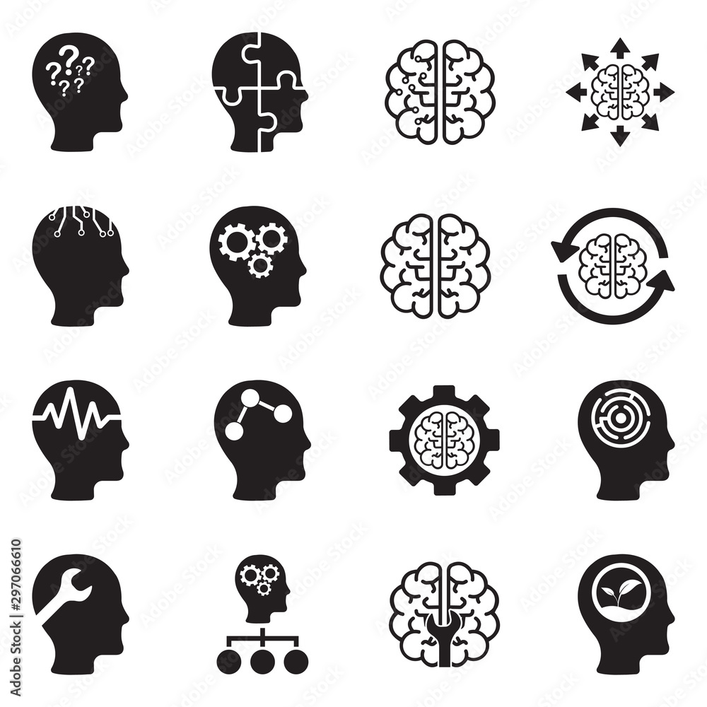 Mindset Icons. Black Flat Design. Vector Illustration. Stock Vector ...