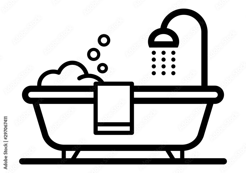 gz546 GrafikZeichnung - german - Piktogramm, Badezimmerinterieur ...