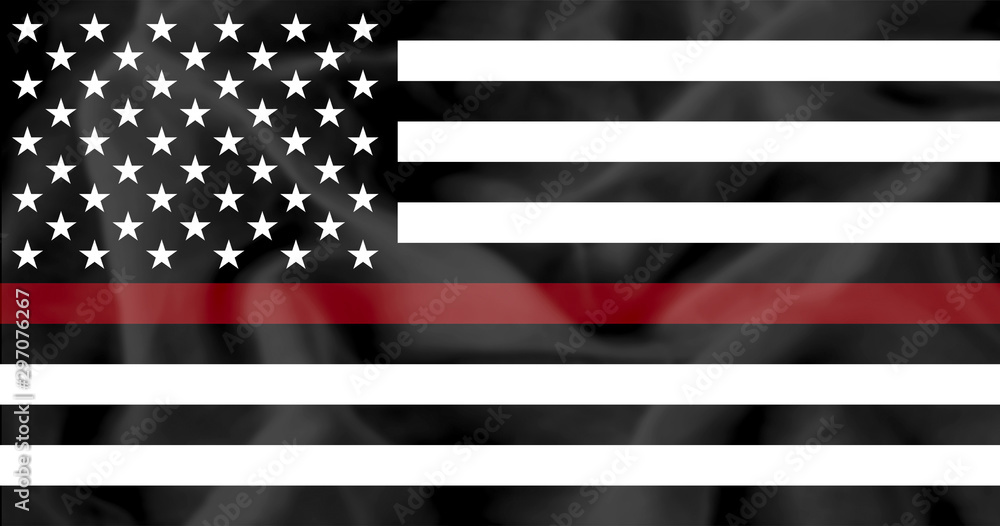 Flag of USA with Red Line - symbol firefighters Stock Photo | Adobe Stock