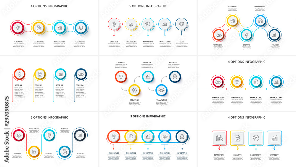 Business data visualization. Process chart infographic set. Abstract ...