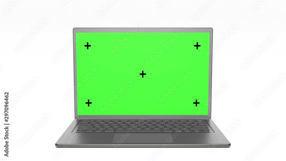 Laptop mockup metallic color with green screen isolated on white ...
